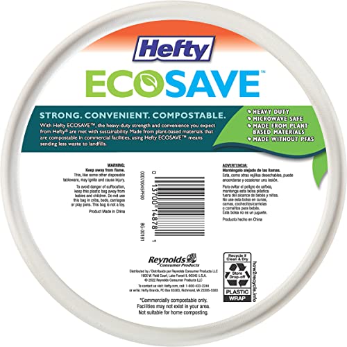 Hefty ECOSAVE Compostable Paper Plates, 10-1/8 Inch, 45 Count | Pricepulse