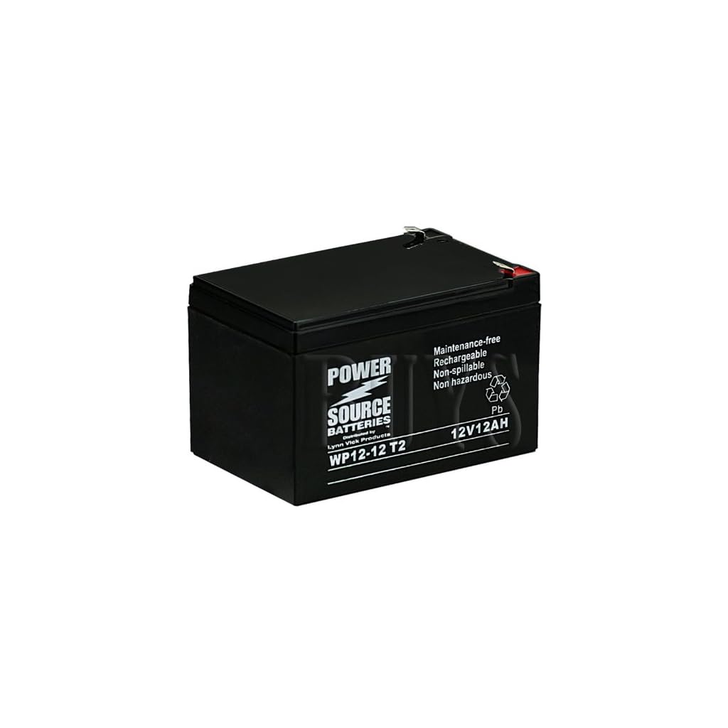 WP12-12 Sealed AGM 12 volt 12 ah Power Source Battery T2 .250 terminals ...