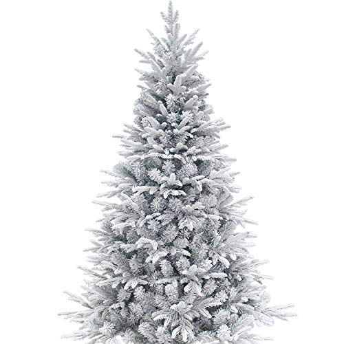 Amazon.com: KI Store Artificial Flocked Christmas Tree 7.5ft Hinged ...