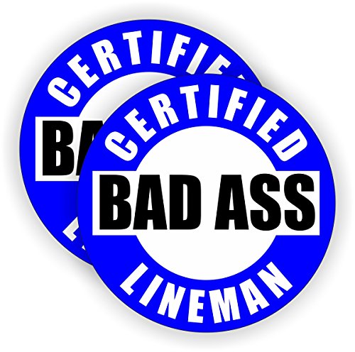 2 Bad Ass Lineman Hard Hat Stickers Badass Motorcycle Safety ...