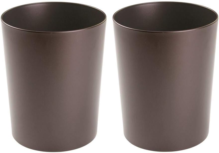 mDesign Bronze Wastepaper Bin – Bedroom Bin & Rubbish Bin for Bedrooms ...