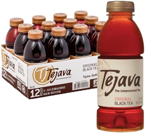 Tejava Original Unsweetened Black Iced Tea, 12 Pack, 16.7oz PET Bottles ...