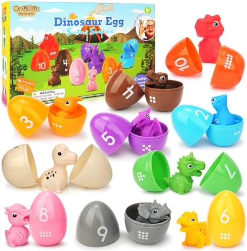 Numbers Matching Montessori Educational Toys: Set of 20 Dinosaur Eggs ...