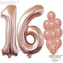Amazon.com: KatchOn Rose Gold Number 16 Balloons - Large, Pack of 12 ...