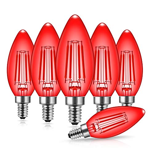 Red LED Light Bulb, DORESshop, C35/B11 E12 Candelabra Light Bulbs ...