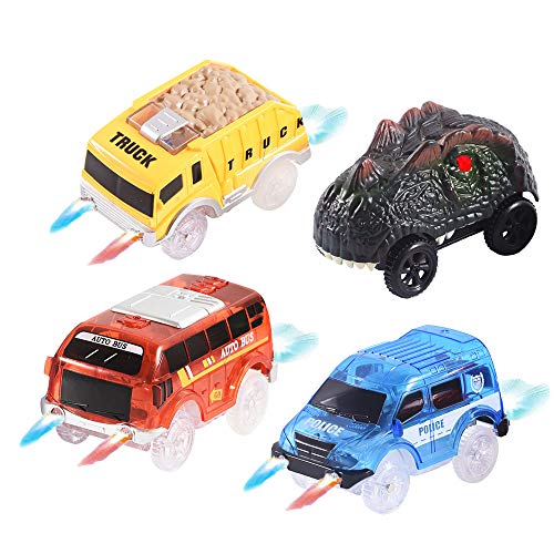 Amazon.com: QUOXO 4 Pack Tracks Racing Car Only Replacement,Light Up ...