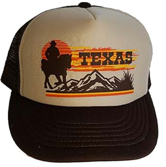 Amazon.com: Texas Sunset Cowboy Horse Mesh Trucker Hat Cap Snapback ...