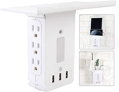 Power Strip Shelf, 9 Port Surge Protector Wall Outlet, 6 Electrical ...
