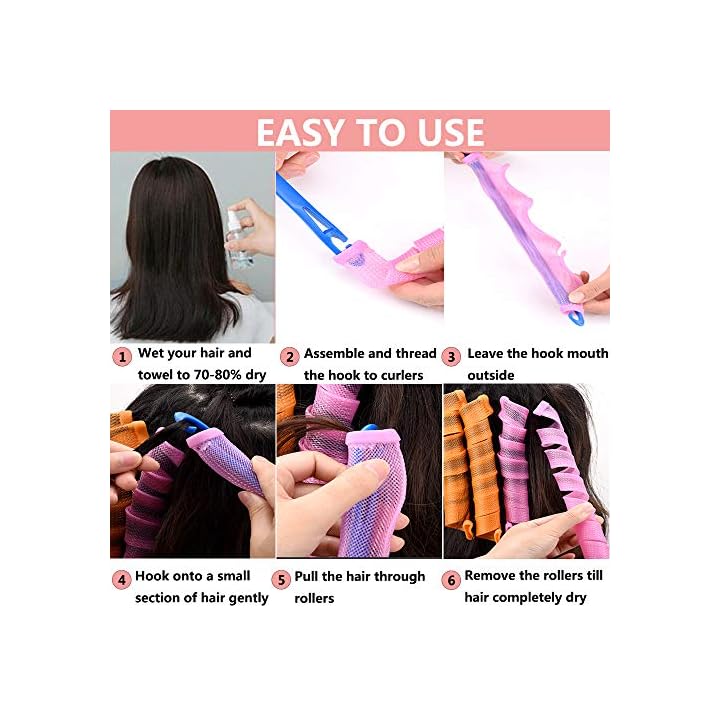 30pcs 35cm Heatless Hair Curlers for Short Hair DIY Better Curls Wave ...