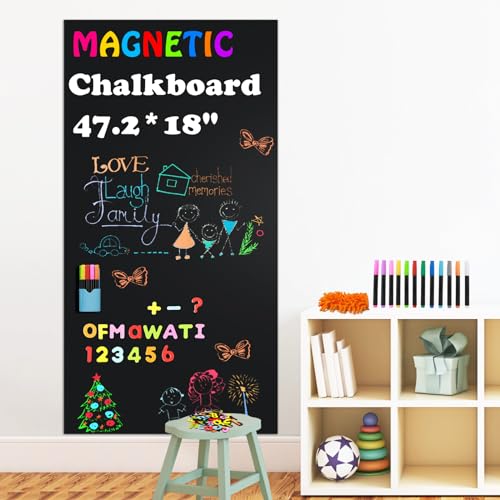 Magnetic Chalkboard Contact Paper for Wall, 47.2" x 18" Self-Adhesive ...