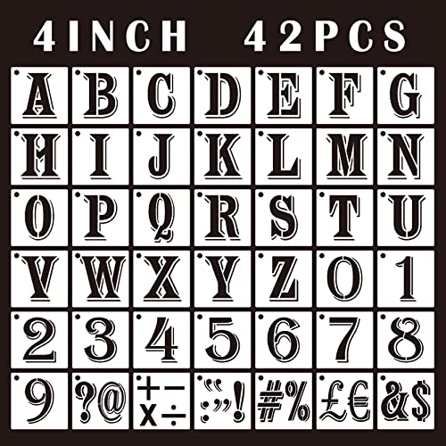 42PCS Letter Stencils 4 inch Reusable Plastic, Alphabet Craft Stencils ...