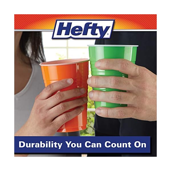 Hefty Party On Disposable Plastic Cups, Assorted, 16 Ounce, 100 Count ...