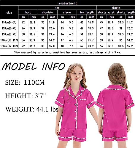 SWOMOG Girls Silk Pajamas Size 10-12 Satin Kids Pj Two Piece Soft ...