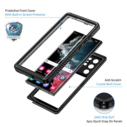 Lanhiem Samsung Galaxy S22 Ultra Case, IP68 Waterproof Dustproof Shockproof Case with Built-in ...