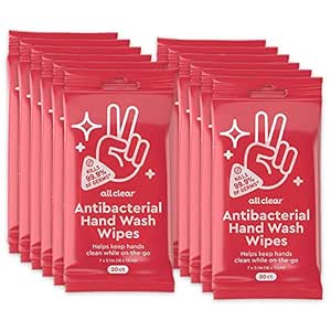 Amazon.com : All Clear Antibacterial Hand Wash Wipes | 20 Count (Pack ...