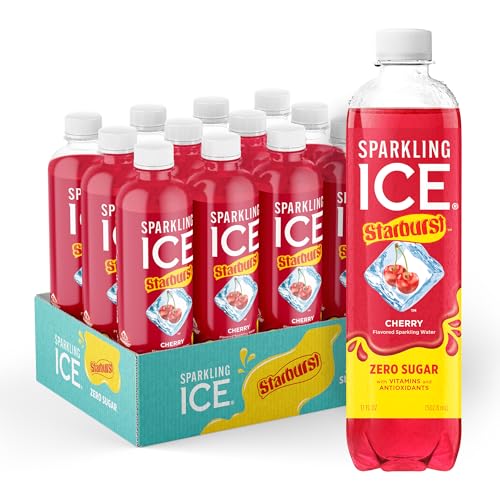 Sparkling Ice STARBURST Cherry, Zero Sugar Flavored Sparkling Water ...