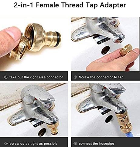 Kungfu Mall 2 Pack Brass Hose Tap Connector Set for Garden, 1/2 and 3/4 ...
