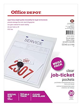 Office Depot Job Ticket Holders, 9in. x 12in., Pack Of 20, R179919 ...