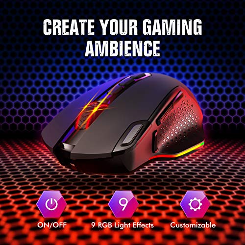 VictSing Wireless Gaming Mouse, 9 RGB Backlit Modes, Up to 10000 DPI ...