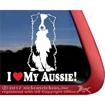Amazon.com: I Love My Aussie! ~ Australian Shepherd Vinyl Window Auto ...