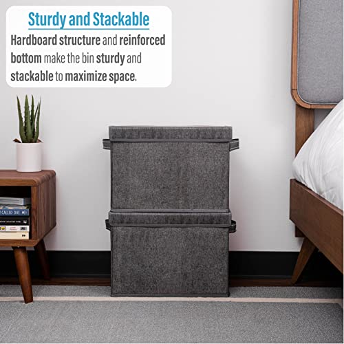 VENO 2 Pack Large Collapsible Storage Bin with Lid, Decorative Box ...