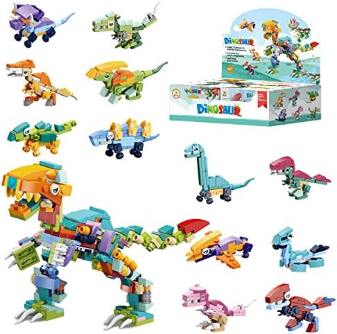 WINGIFT 12 in 1 Pre Filled Dinosaur Building Block Set-12 Pcs Mini ...