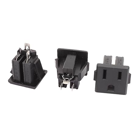 uxcell AC 15A 125V US Plug Panel Mount US Outlet Power Socket Black 3 ...