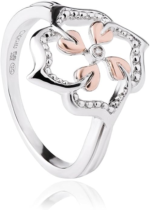 Clogau 925 Sterling Silver and 9ct Rose Gold Tree of Life Flower Ring: Amazon.co.uk: Jewellery
