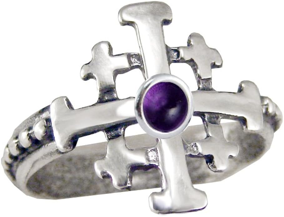 The Jerusalem Cross Ring in Sterling Silver with a Amethyst Made in ...