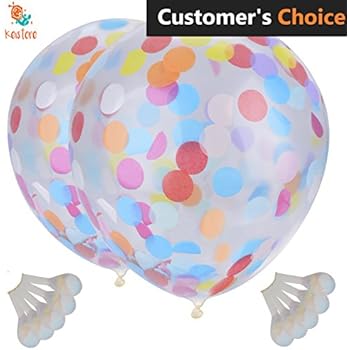 Amazon.com: FindFun 12'' Rainbow Bright Confetti Balloons for Party ...