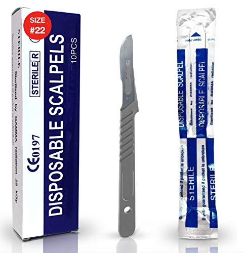 Disposable Scalpel 22, Pack of 10 Disposable Dermaplaning Blades with ...