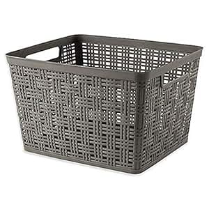 Amazon.com: Starplast Plastic Wicker Storage Basket in Grey, Large ...