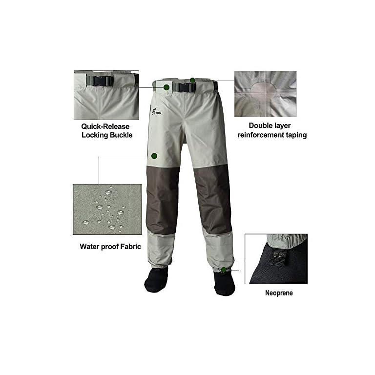 8 Fans Mens Womens Waist Waders,3-Ply Durable Breathable Waterproof ...