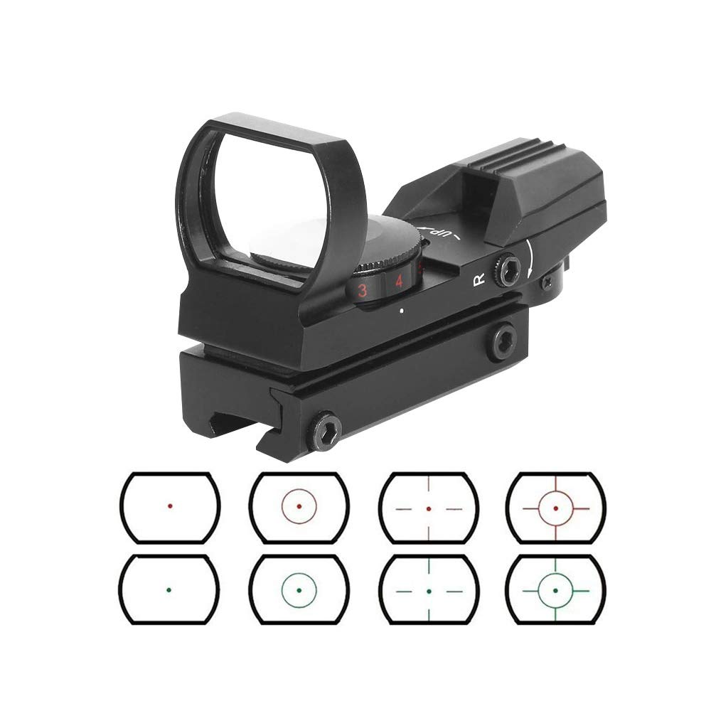 Buy Luger Reflex 4 Reticle Optics Holographic Red Dot Hunting 20mm Rail ...