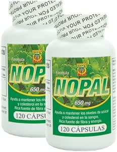 Amazon.com: Capsulas de Nopal. Set de 2 frascos con 120 capsulas CADA ...