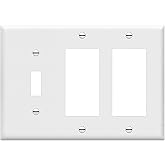 ENERLITES Combination Double Toggle/Single Decorator Rocker Outlet Wall ...