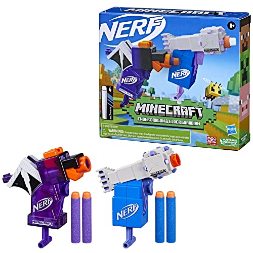 NERF MicroShots Minecraft Ender Dragon and Elder Guardian Mini Blaster ...