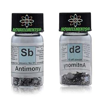 Antimonio elemento 51 Sb, polvo 5 gramos 99,99% en frasco de vidrio ...