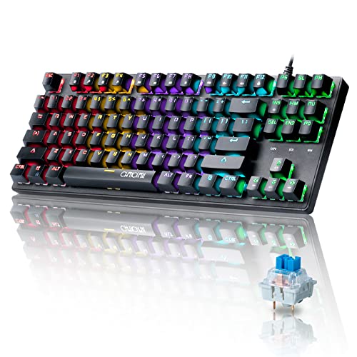 CHONCHOW RGB Mechanical Gaming Keyboard Blue Switch, USB Wired 87 Keys ...