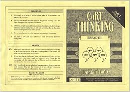 Cort Thinking Program Cort 1: Breadth/Student Work Cards: Edward De ...
