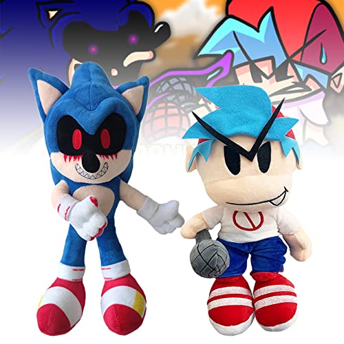 2 pcs BF FNF plushie, Sonic exe Plush Toy, 9.8’’ Boyfriend Plush, 14.6 ...