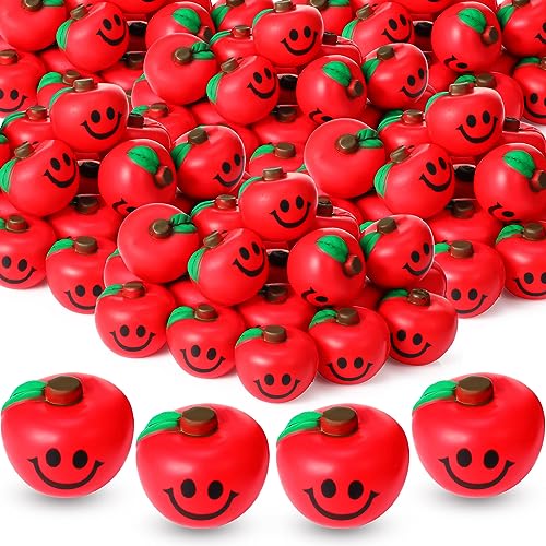 Jerify 50 Pcs Fruit Stress Ball Toys Red Fruit Smile Stress Balls Soft ...