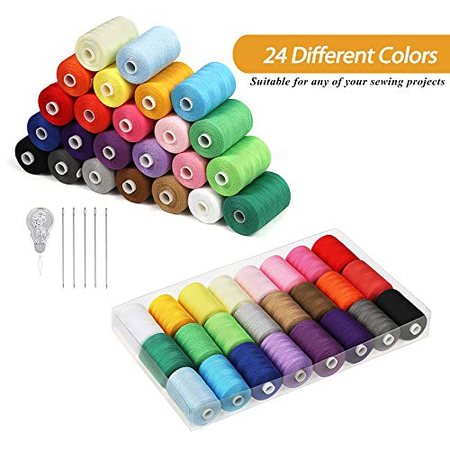 HAITRAL Sewing Thread Sets - 24-Color Spools Thread Mixed Cotton, 1000 ...