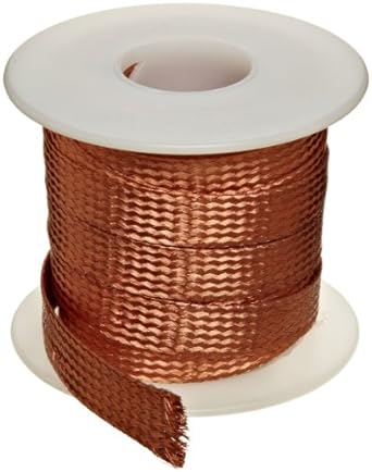Flat Bare Copper Braid, Bright, 5/8" Diameter, 25' Length (Pack of 1 ...
