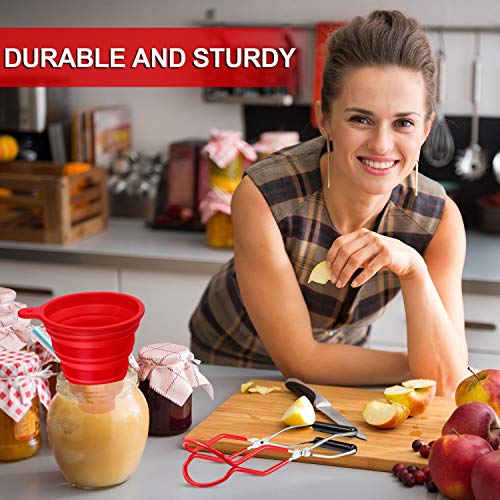 Canning Jar Lifter and Silicone Collapsible Funnel Foldable Large Canning Jar Funnel Compatible ...