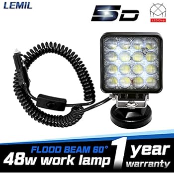 Amazon.com: LEMIL - 48W 5D Lens LED Work Light 12V Flood Light Off Road ...