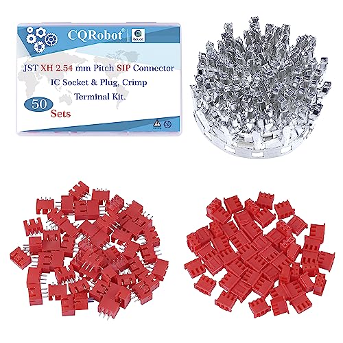 CQRobot 50 Sets/250 Pieces JST XH 2.54 mm Pitch 3-Pin Industrial Integrated Circuit Red IC ...