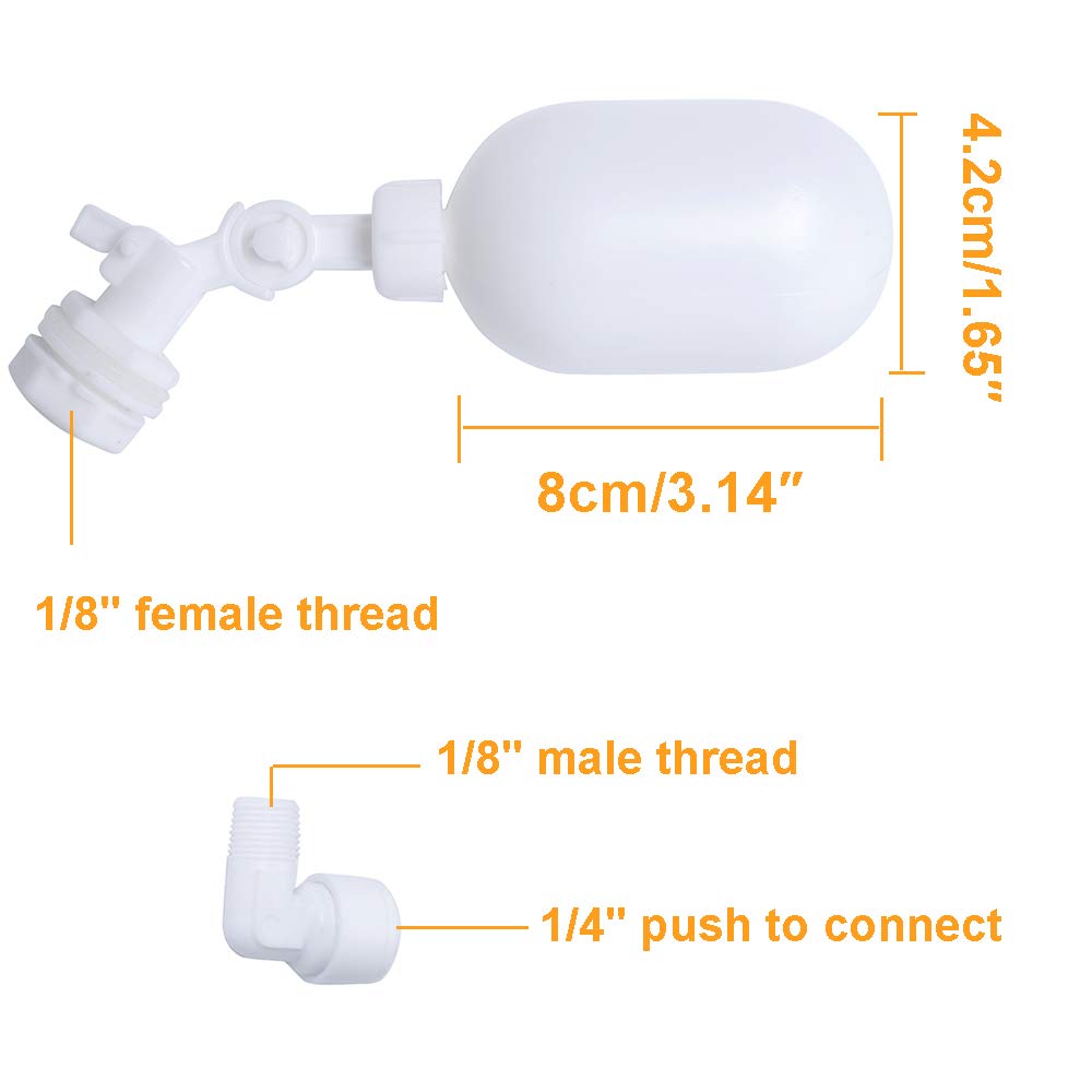 1/4 inch Tube Float Valve Kit for Aquarium Water Reverse Osmosis System ...