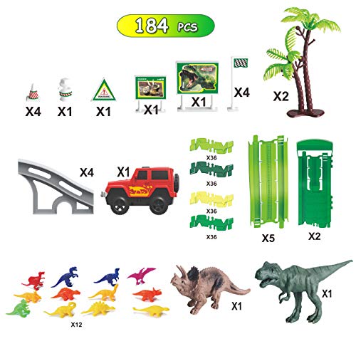 Dinosaur Race Track Car Toys - TFS 184 PCS Jurassic World 360° Loop ...