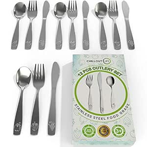 Amazon.com: 12 Piece Stainless Steel Kids Silverware Set - Child and ...